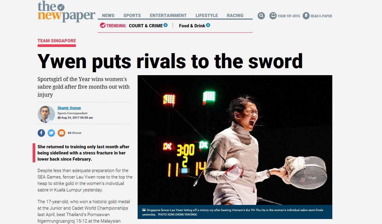 Lau Ywen Came Back from Injury with NYSI Support to Win 2017 SEA Games Gold